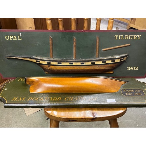 An early 20th century painted wood half ship model "Opal, Tilbury, 1902 ...