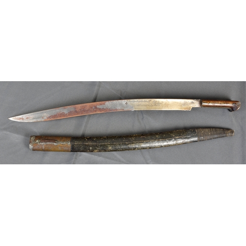 A Turkish Yatagan short sword the 22¾in. (57.8cm.) curved blade ...