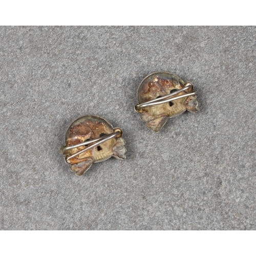 A pair of WWII era German SS visor cap skull badges 1st pattern (circa ...