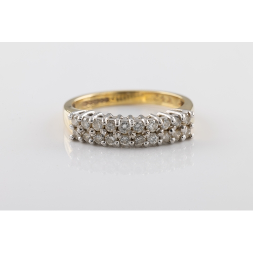 An 18ct yellow gold half eternity diamond ring with two rows of ...