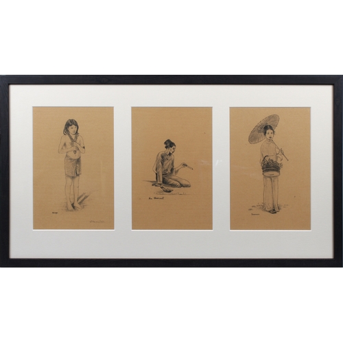 Eric Gordon MacColl (Anglo-Burmese, 1896 - 1973), Six Burmese figure ...