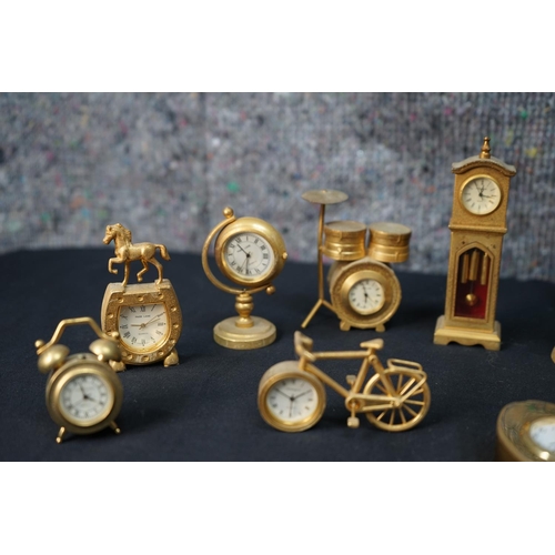 Collection of Miniature Brass Clocks
