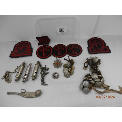 Collection of Various WW2 Era Homefront Badges, Buttons, Whistles etc ...