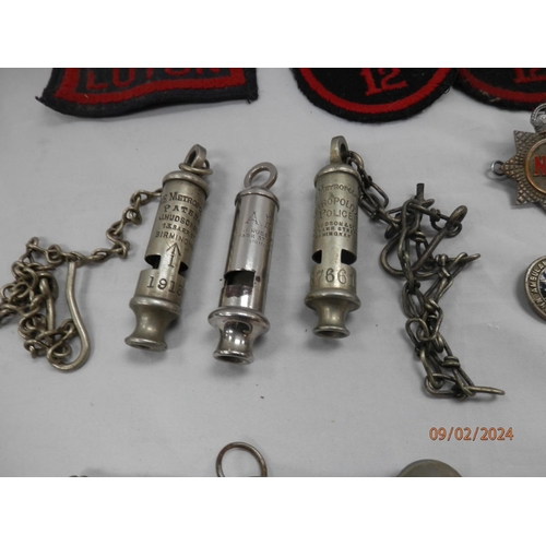 Collection of Various WW2 Era Homefront Badges, Buttons, Whistles etc ...