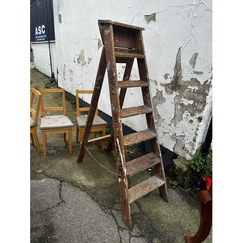 Large Set of `Rustic Wooden Step Ladders