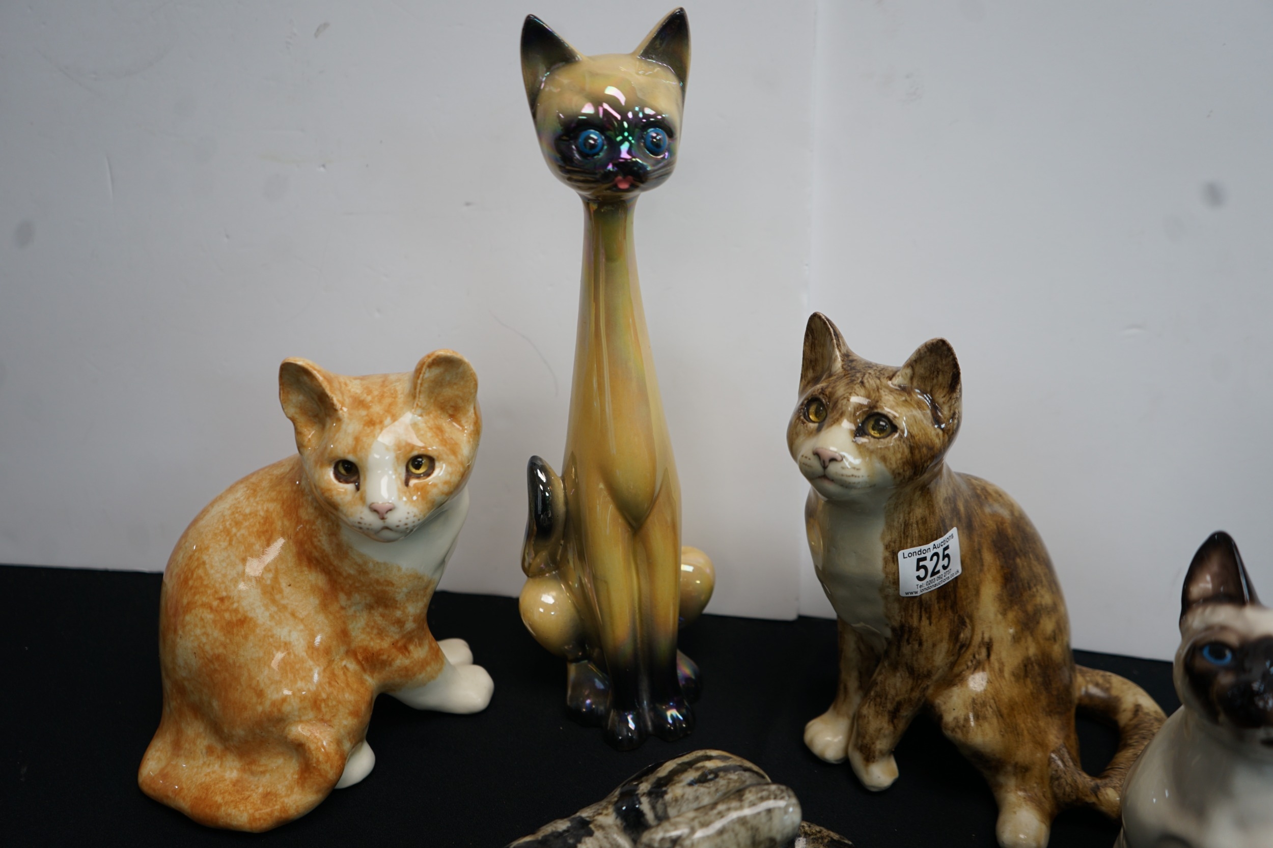 Group of 4 Winstanley Pottery Cats and Two Jema Cats