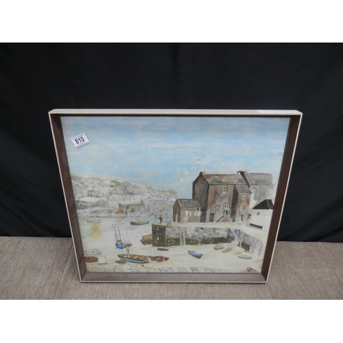 Framed 20th Century Watercolour Paintings of a Harbour Scene Signed ...