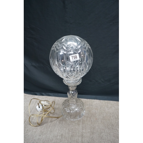 Good Quality Cut Glass Lamp approx. 60cm