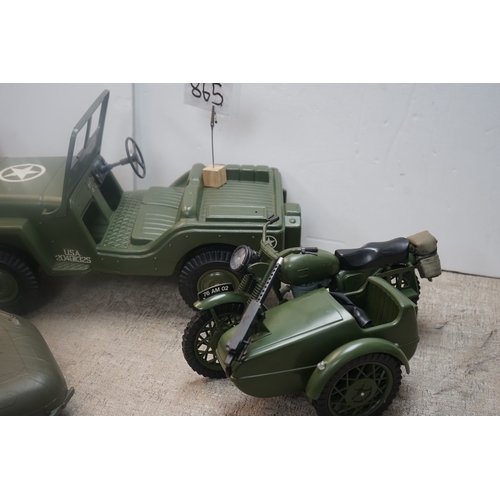 A Shelf to Contain Action Man Horse, Motorcycle & Sidecar, Jeep & Speedboat