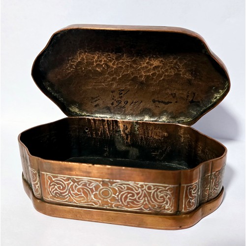 Antique copper silver inlay trinket box