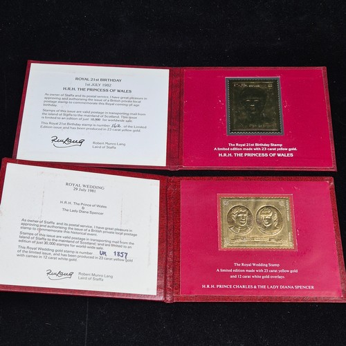 Two Royal Commemorative 23ct Gold Stamps in Original Packaging