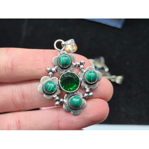 Three Stone Set Silver Pendants