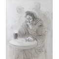 William Harrington (b.1941) The Drinker Pencil and watercolour, 42 x ...