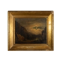 STYLE OF WILLIAM PETHER Moonlit Coastal Scene Oil on canvas, 28 x 34cm