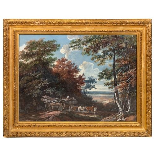 GEORGE BARRET RA (1732-1784) Hauling Timber Through A Wood Gouache and ...