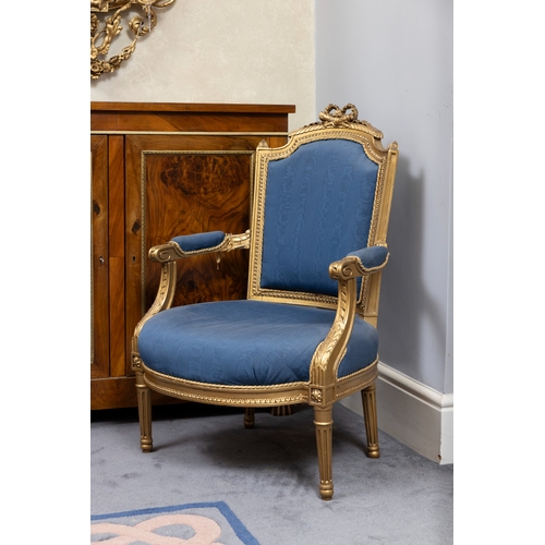A SUITE OF LOUIS QUINZE STYLE GILT-PAINTED FURNITURE, comprising: two ...