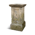 A PAIR OF LARGE STONE PLINTHS, of upright rectangular form and panelled ...