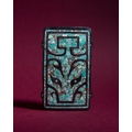 A RARE SHANG DYNASTY STYLE TURQUOISE-INLAID 'TAOTIE MASK' BLACK JADE ...