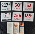 Six enamel London Bus 'E Plates', red on white, to include route 130c ...