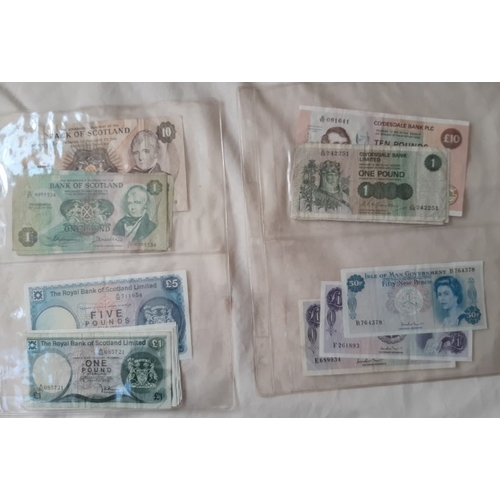 A collection of early Scottish and Isle of Man bank-notes in various ...