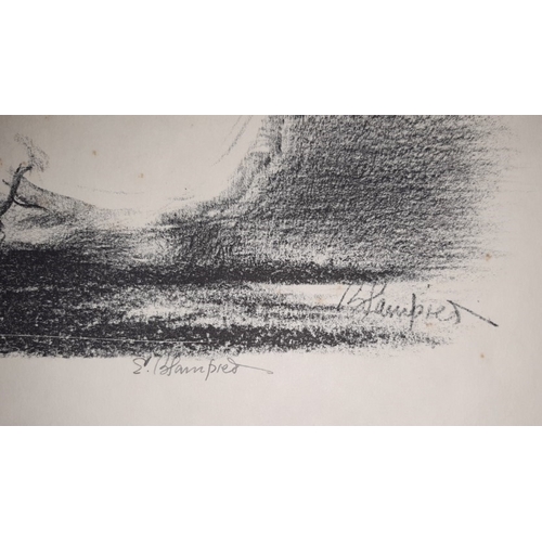 Edmund Blampied, 1886-1966. Drypoint of a comical drunken dog riding a ...