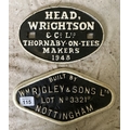 Two larger wagon builders' plates Head Wrichtson Thornaby on tees dated ...