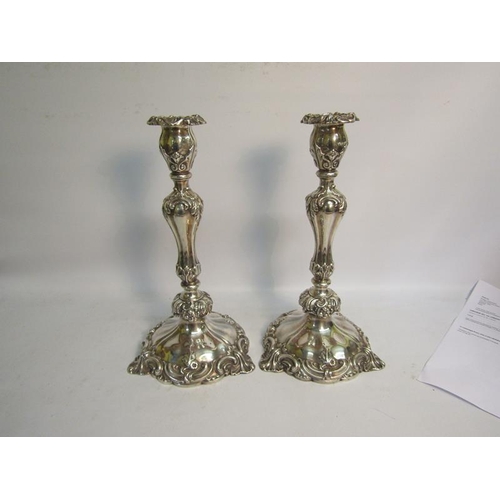 A pair of Edwardian, Georgian style, rococo baluster silver ...