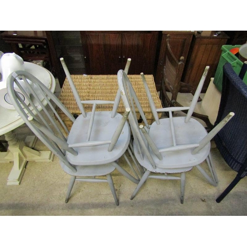 FOUR PAINTED ERCOL DINING CHAIRS