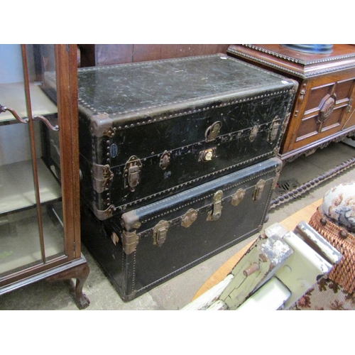 TWO VINTAGE TRAVEL TRUNKS