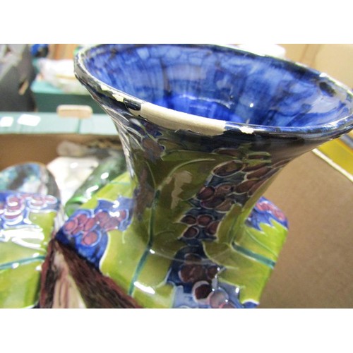 COLLECTORS PLATES, GLASS BOTTLES, PAIR OF ART POTTERY BURSLEY WARE VASES