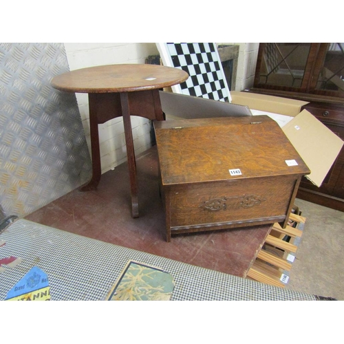 SLIPPER BOX AND AN OAK TABLE