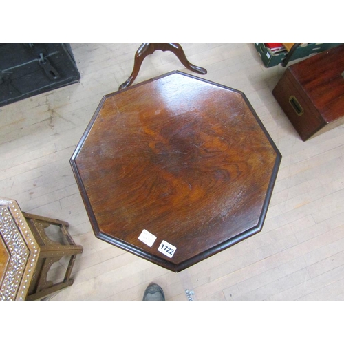 VICTORIAN FIGURED WALNUT NEEDLEWORK TABLE ON TRI BASE 45 x 72 cms