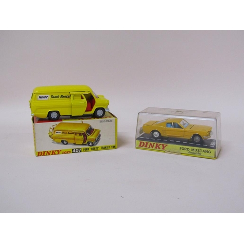 DINKY TOYS 407 FORD HERTZ TRANSIT VAN AND A DINKY TOYS 161 FORD MUSTANG ...