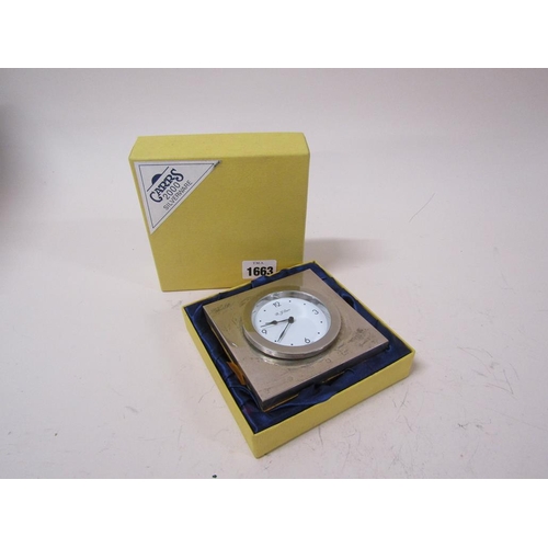 MILLENNIUM SILVER CASED DESK CLOCK IN ORIGINAL BOX