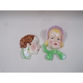 TWO ART DECO STYLE ENGLISH WALL MASKS - LARGEST 15CM W