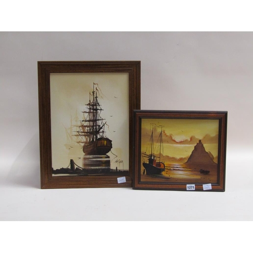 TWO PAINTINGS - TOM GOWER - CALMED MAN OF WAR & BRIAN FLINT - BEACHED ...
