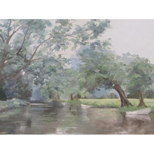 OLIVE WALKER - RIVERSCAPE, SIGNED IN MONO, OIL ON CANVAS, FRAMED, 50CM ...