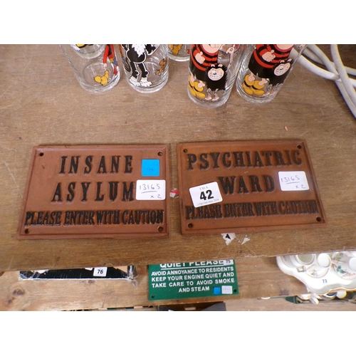 PAIR OF REPLICA CAST IRON SIGNS