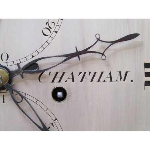 A late 18c eight day longcase clock, the 30cm arched brass silvered ...