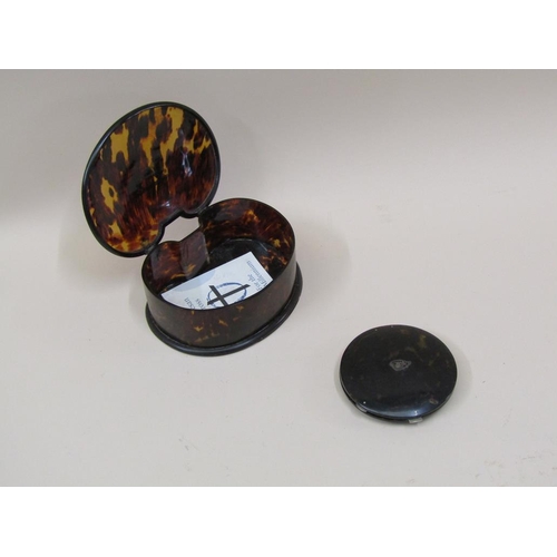 TORTOISESHELL KIDNEY SHAPED BOX AND COVER AND A TORTOISESHELL COMPACT