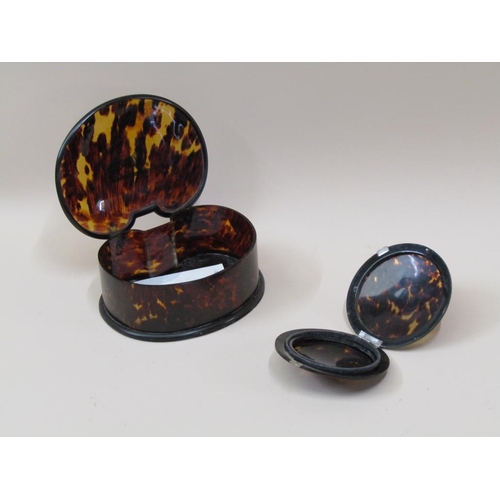 TORTOISESHELL KIDNEY SHAPED BOX AND COVER AND A TORTOISESHELL COMPACT