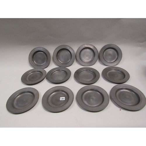 SET OF PEWTER PLATES, 21CM W