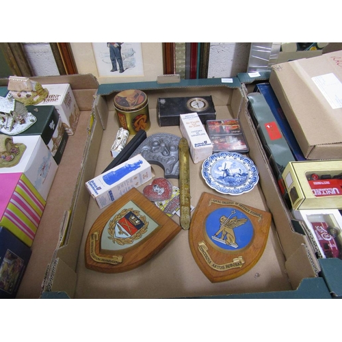 BOX TO INCL CERAMICS, CLOCK, PLAQUES ETC