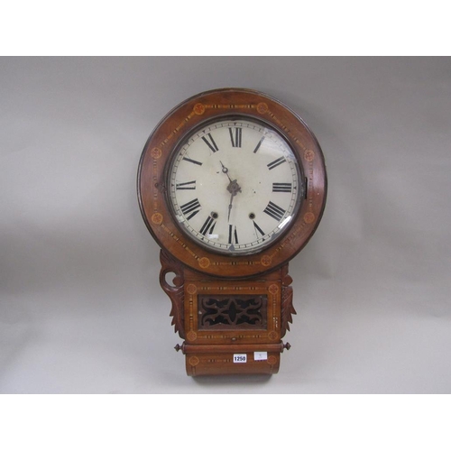 VICTORIAN TUNBRIDGE WARE WALL CLOCK, 44CM W