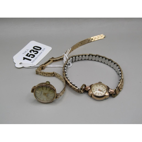 9ct GOLD GARRARD LADIES WATCH AND A ROMA GOLD PLATED LADIES WATCH - 10 ...