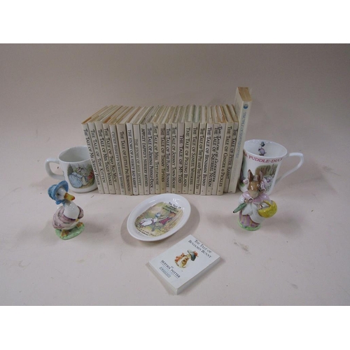 COLLECTION OF BEATRIX POTTER BOOKS; FIGURES; MUGS