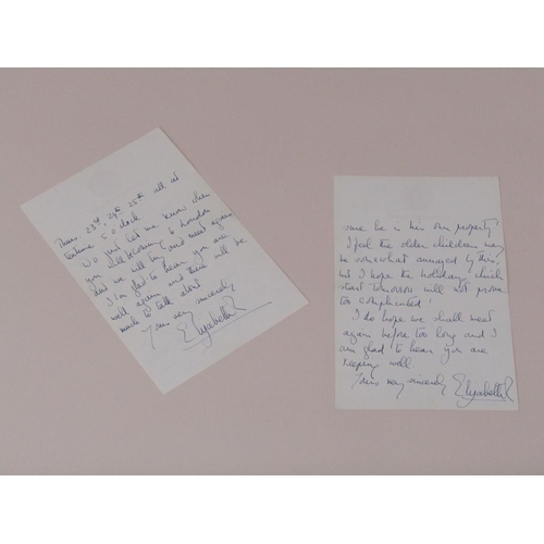 H.W Queen Elizabeth II - Two hand written and signed letters to Mrs ...