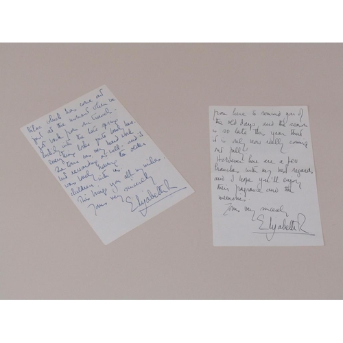 H.M Queen Elizabeth II - Two hand written and signed letters from Mrs ...