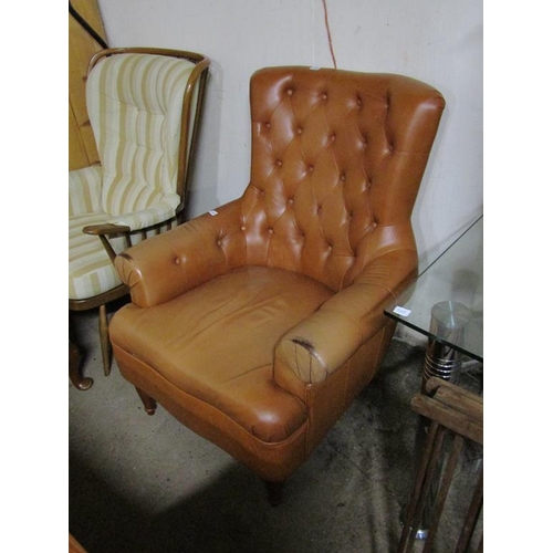 LEATHER BUTTON BACK ARMCHAIR