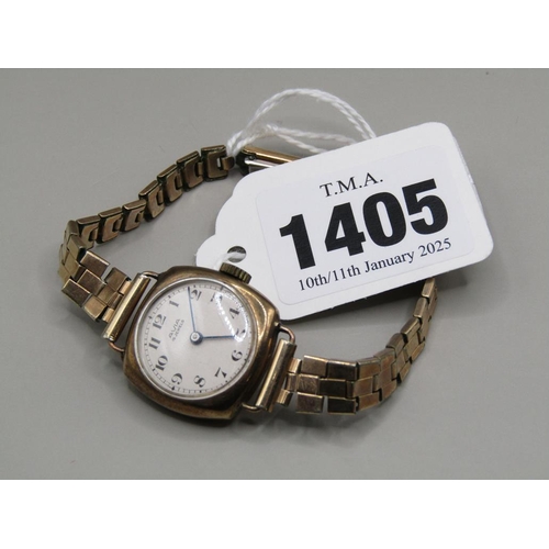 9ct GOLD CASED AVIA LADIES WATCH ON PLATED STRAP